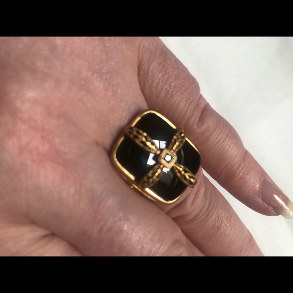Technibond | Jewelry | Nwt In Box Technibond Gold Cross Ring With Black ...